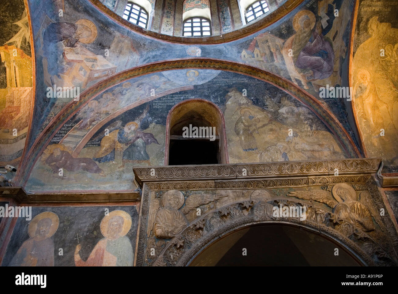 Fresco of dream of Jacob and Moses taking the first ten laws ...