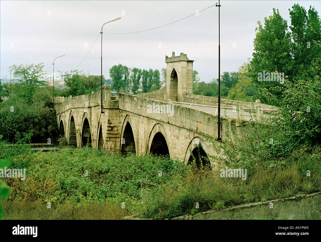 Ottoman stone bridge at Edirne Turkay Stock Photo - Alamy
