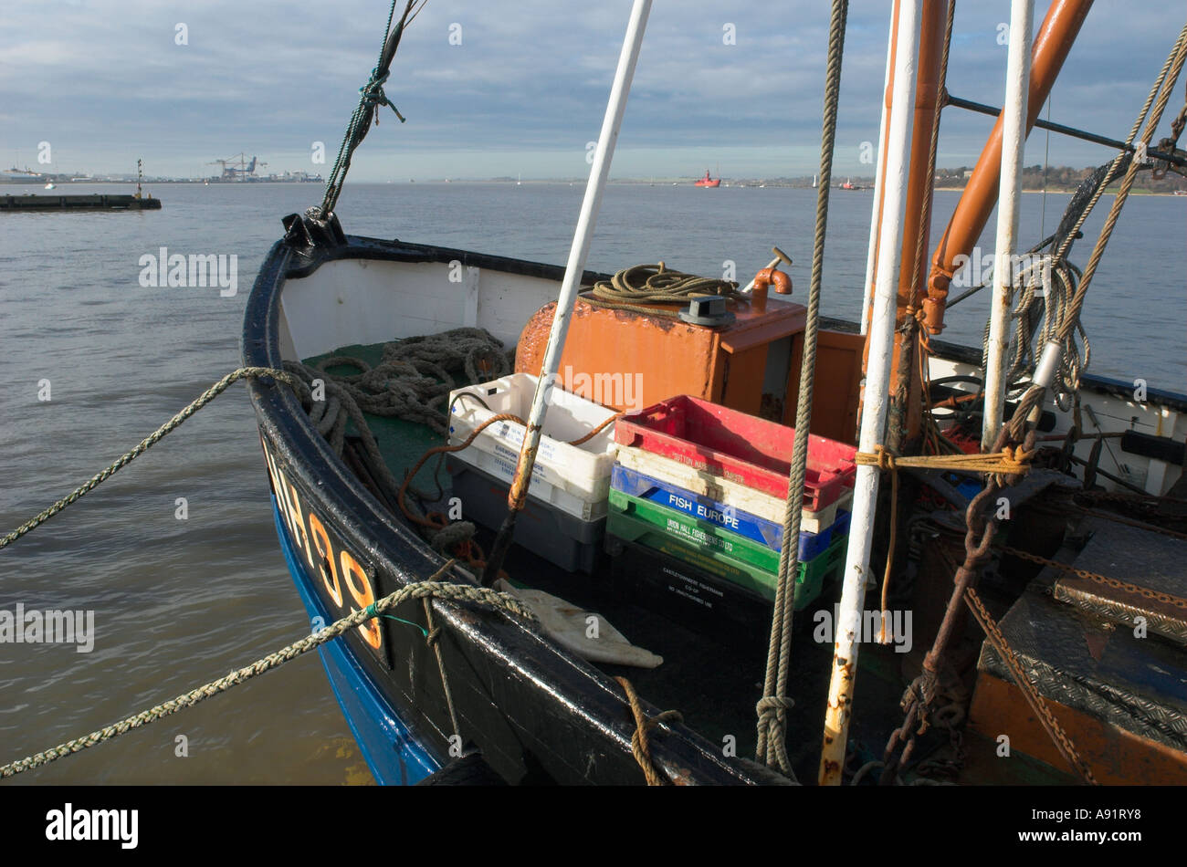 Bow of trawler moored at Harwich Essex England Stock Photo - Alamy