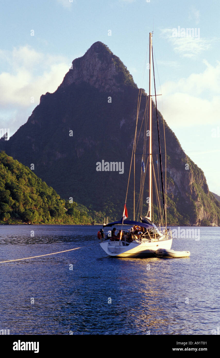 Caribbean, BWI, St. Lucia, Caribbean Pitons Stock Photo - Alamy