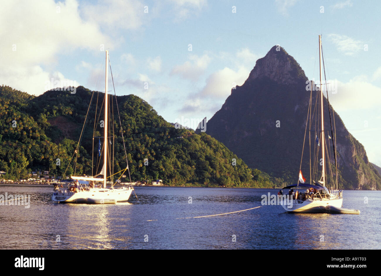 Caribbean, BWI, St. Lucia, Caribbean Pitons Stock Photo - Alamy