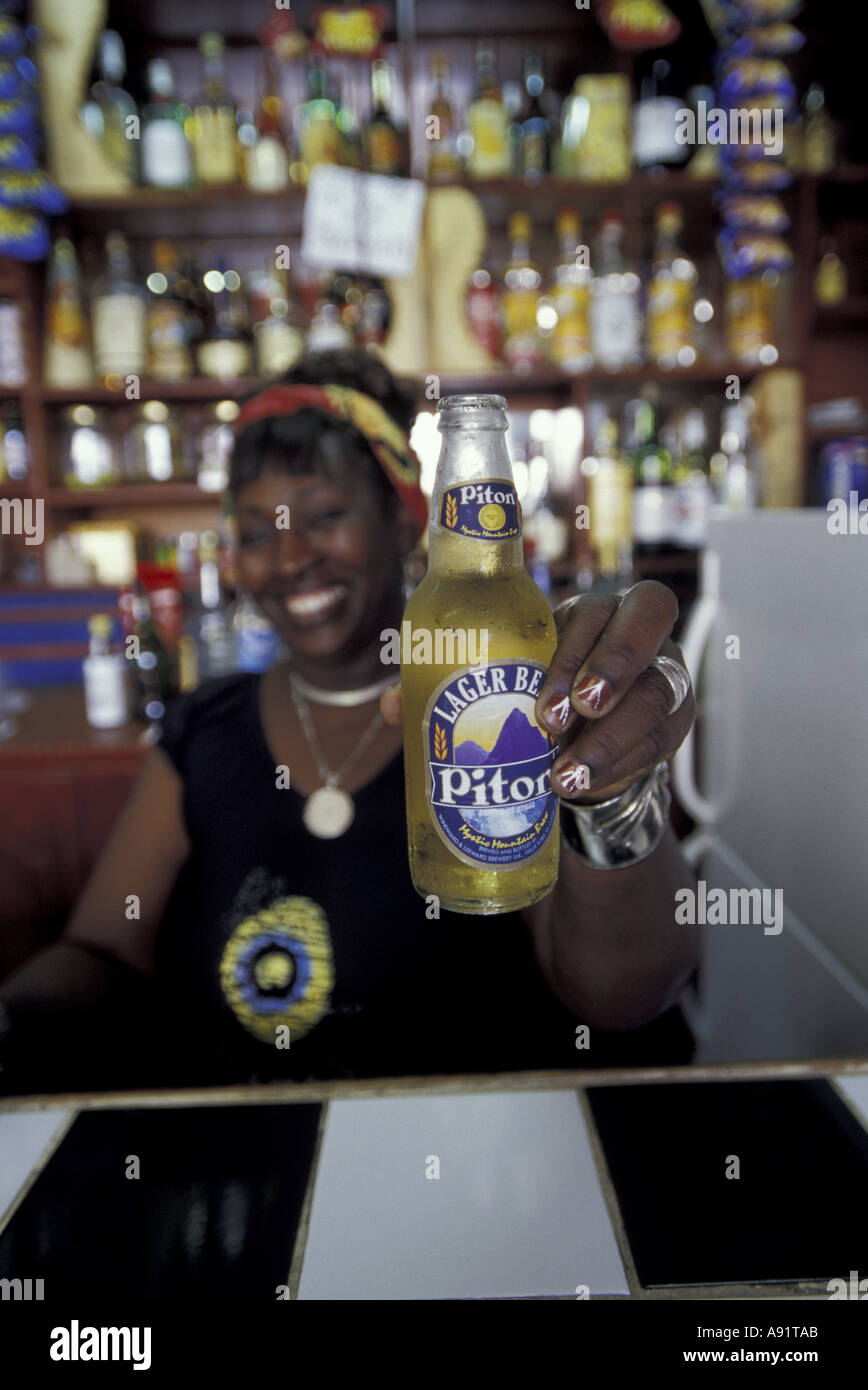 Caribbean, St. Lucia, Castries Joyce of Captain and Joyce Bar Stock ...