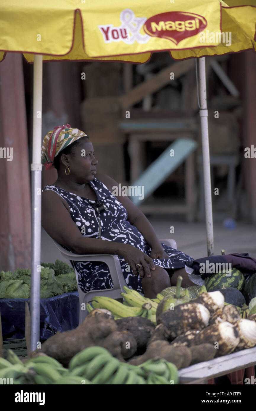 Caribbean, St. Lucia, Castries Fruit seller in central market Stock ...