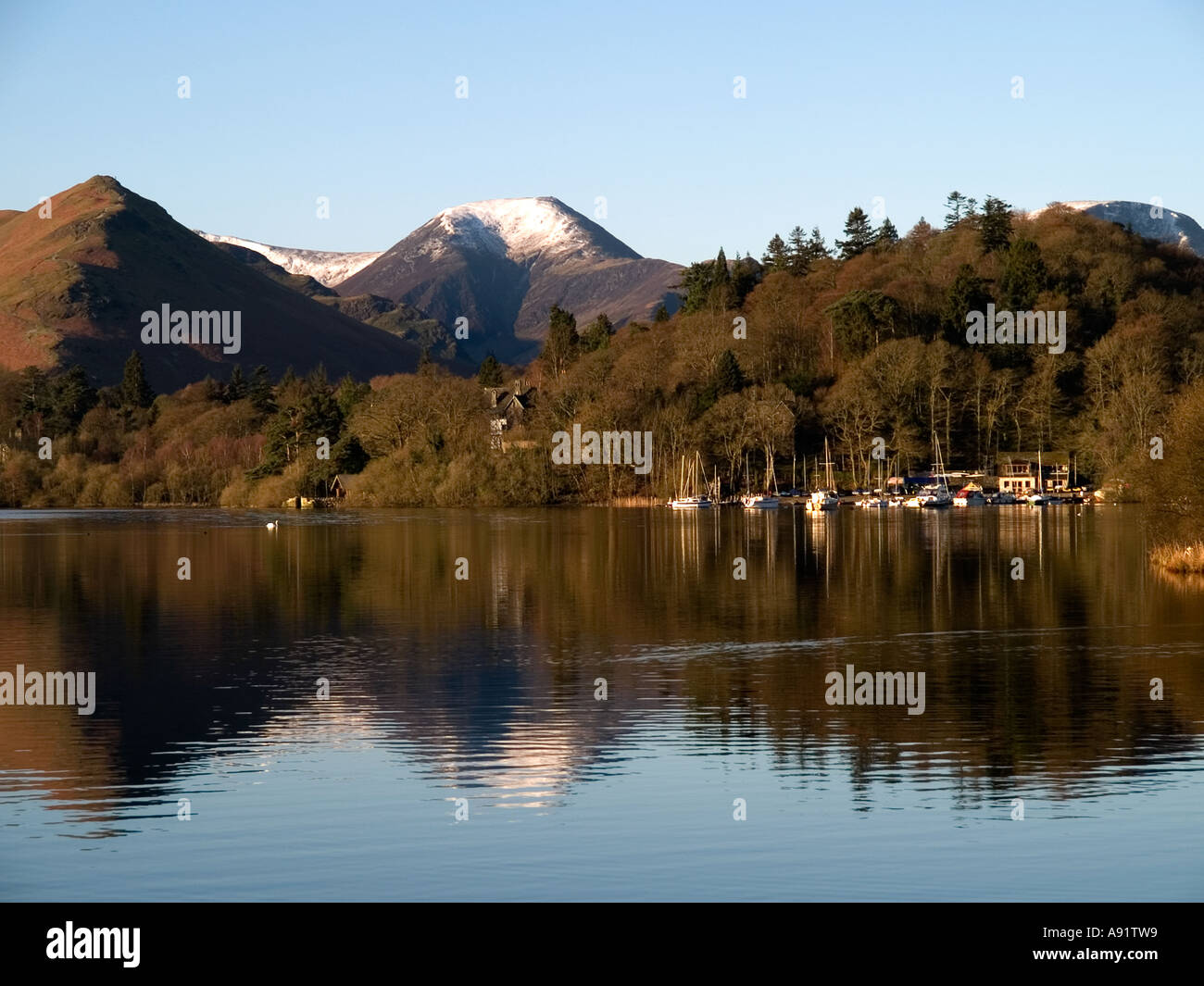 View down Derwentwater showing the Derwentwater Boat Club at ...