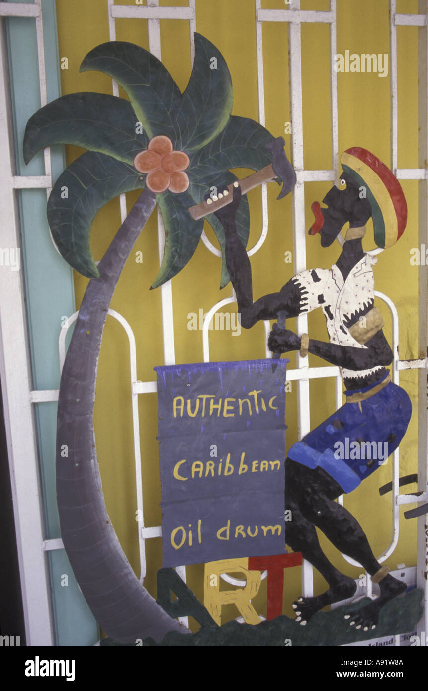 CARIBBEAN, St. Martin, Caribbean art sign Stock Photo - Alamy