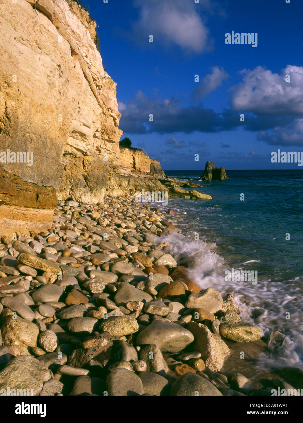 Caribbean, St. Martin. Cliffs at Cupecoy Beach Stock Photo - Alamy