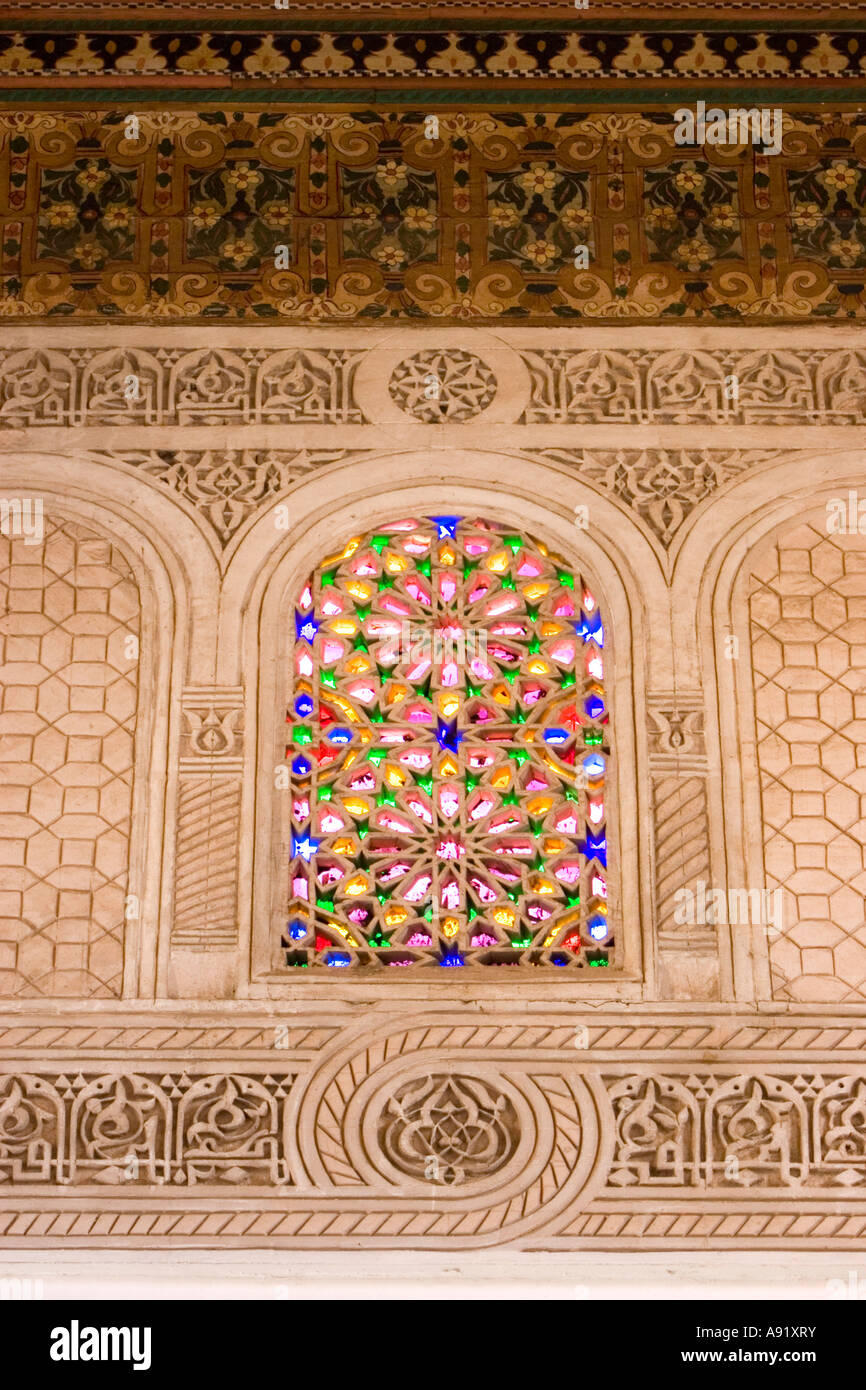 Stained glass window Palais de la Bahia Marrakech Morocco Stock Photo ...