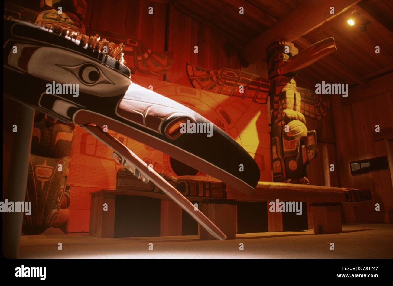 Canada, British Columbia, Victoria Native longhouse with mask, in the ...