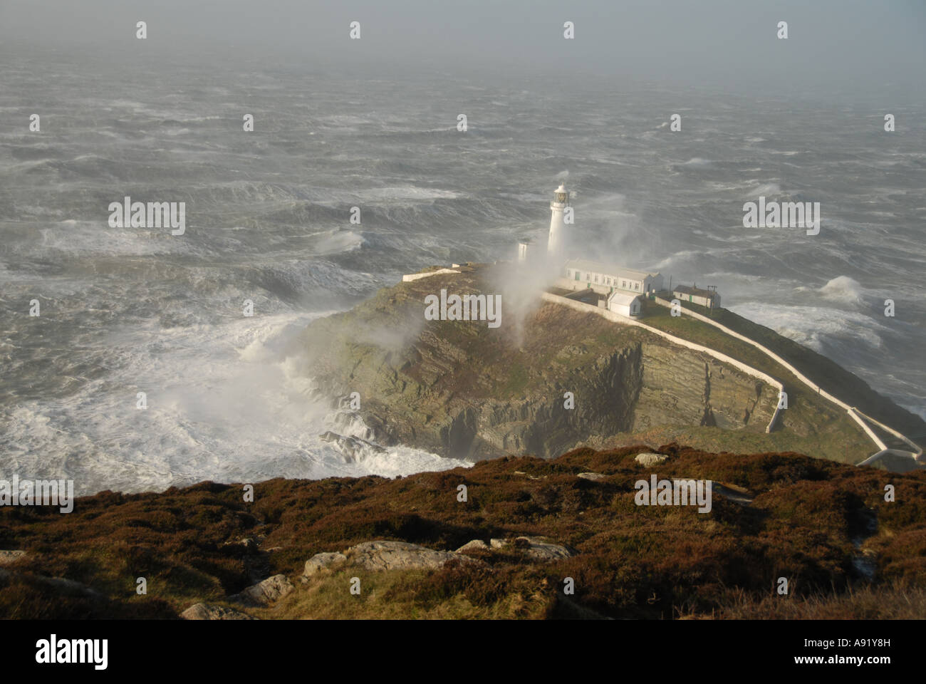 Stormy Sea South Stack Lighthouse Stock Photo - Alamy