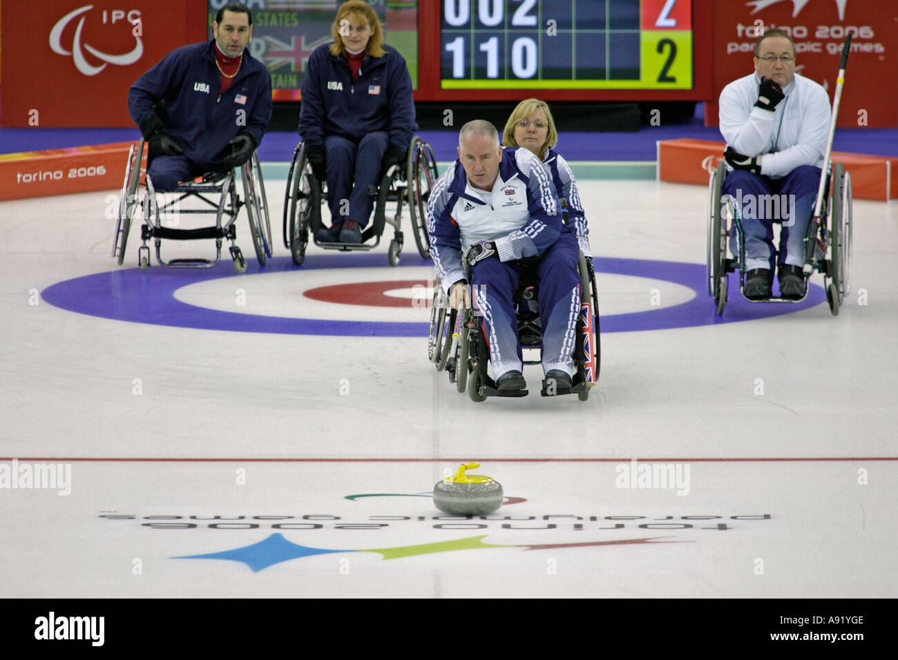 Held steady by his team mate Angie Malone team GBR skipper Frank Duffy ...