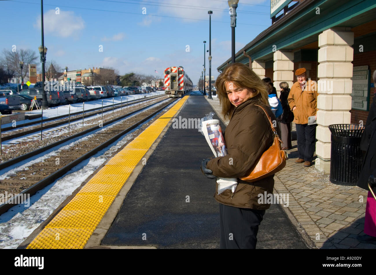 Girl Waiting for Train Stock Photo - Alamy