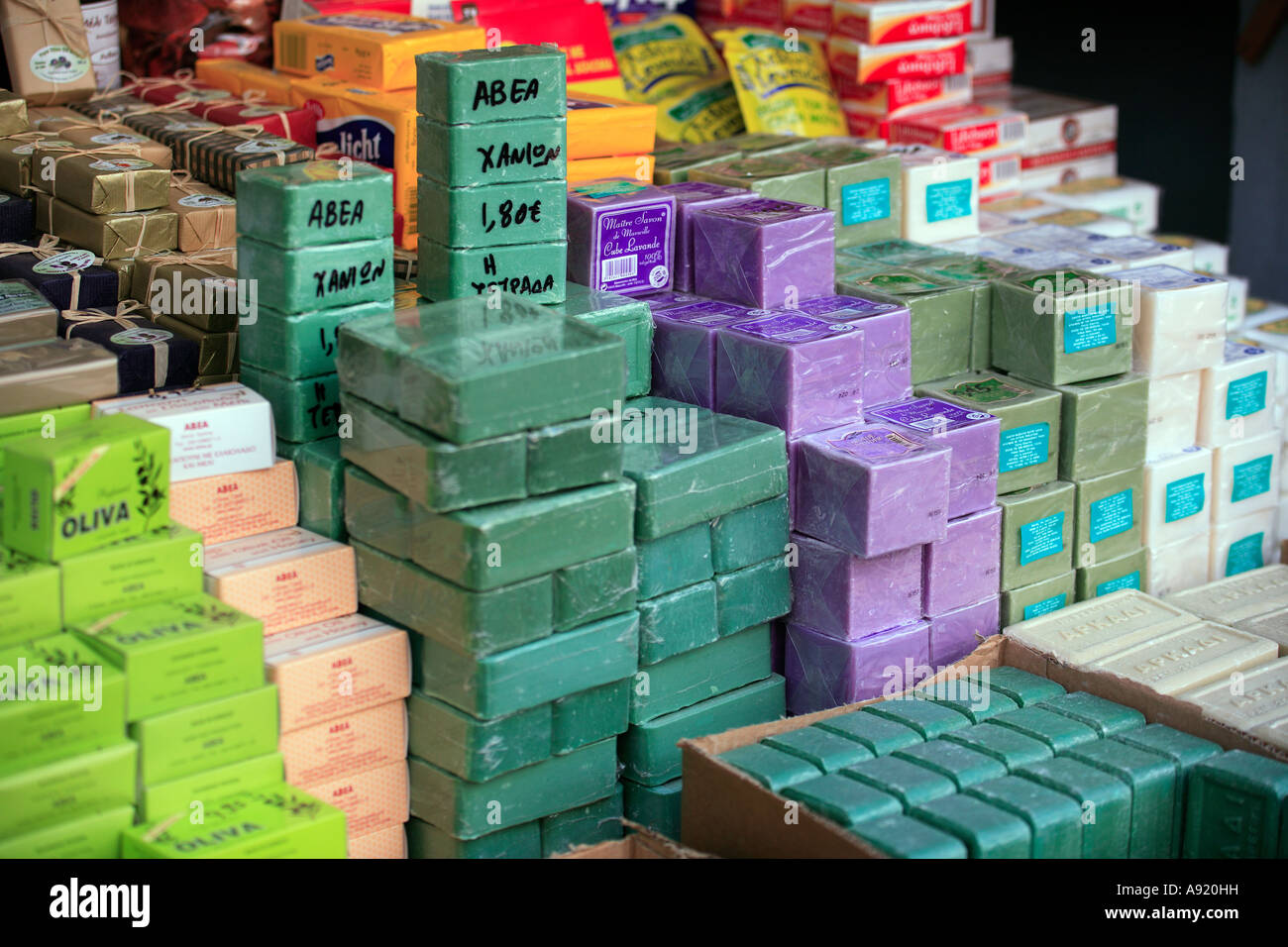GREECE ATTICA ATHENS PLAKA A SOAP SHOP IN ATHINAS STREET Stock Photo ...