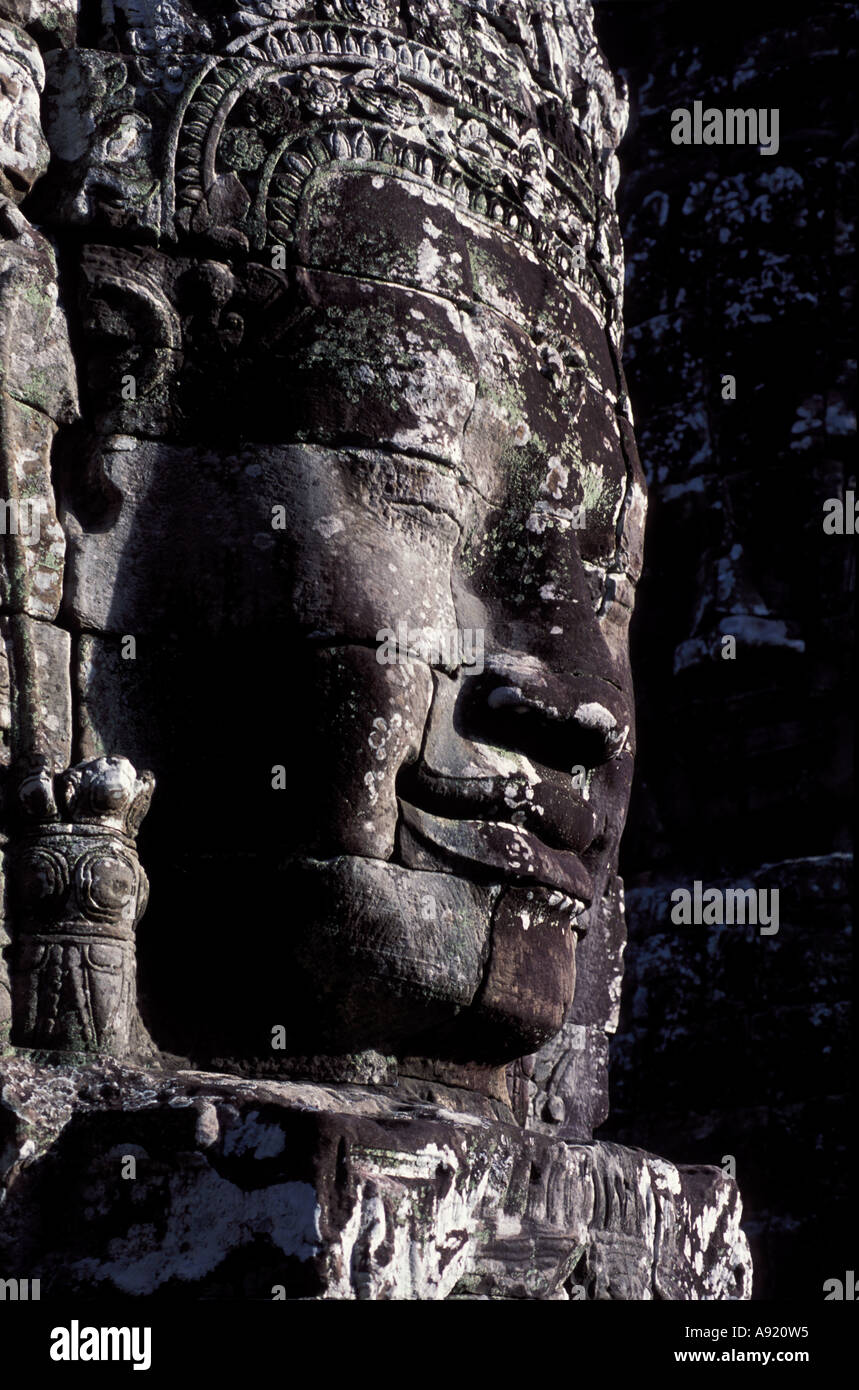 CAMBODIA: Angkor Wat temples. Angkor Thom; The Bayon with carved heads ...