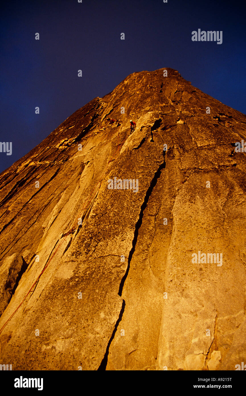 climbers on the NE Ridge of Bugaboo Spire Bugaboos British Columbia ...