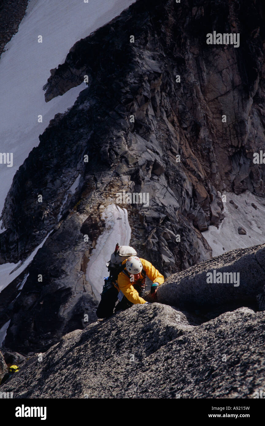 Jeff Jurach climbing the NE Ridge of Bugaboo Spire Bugaboos British ...
