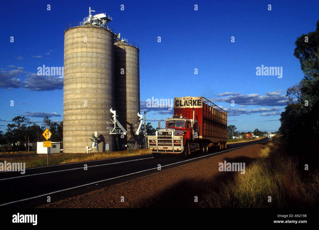 Road train and Silo Stock Photo - Alamy