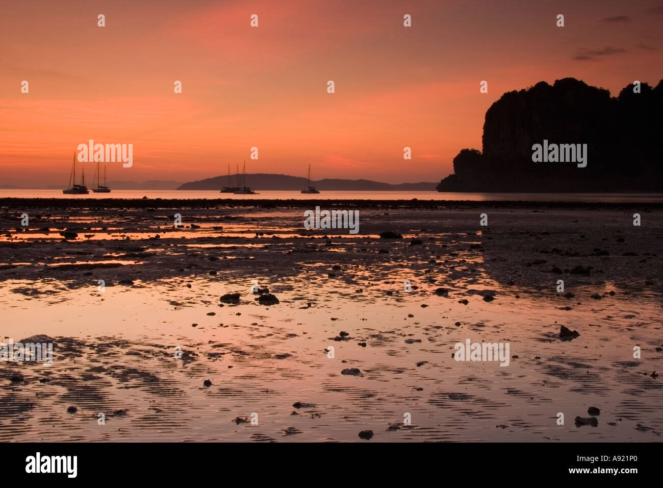 Thailand, West Railay beach, Krabi sunset, dusk Stock Photo - Alamy