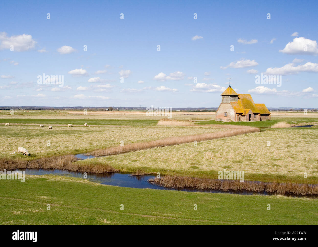 View of St Thomas a Becket Church, Romney Marsh Stock Photo - Alamy