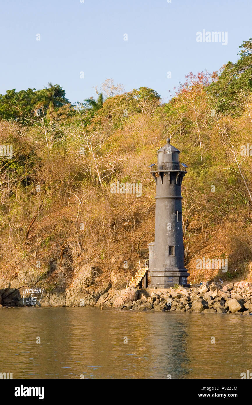 Lonely lighthouse, Panama Canal shore. Republic of Panama, Central ...