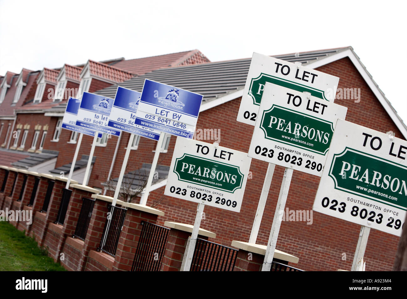 To Let Signs on New Housing Stock Photo - Alamy