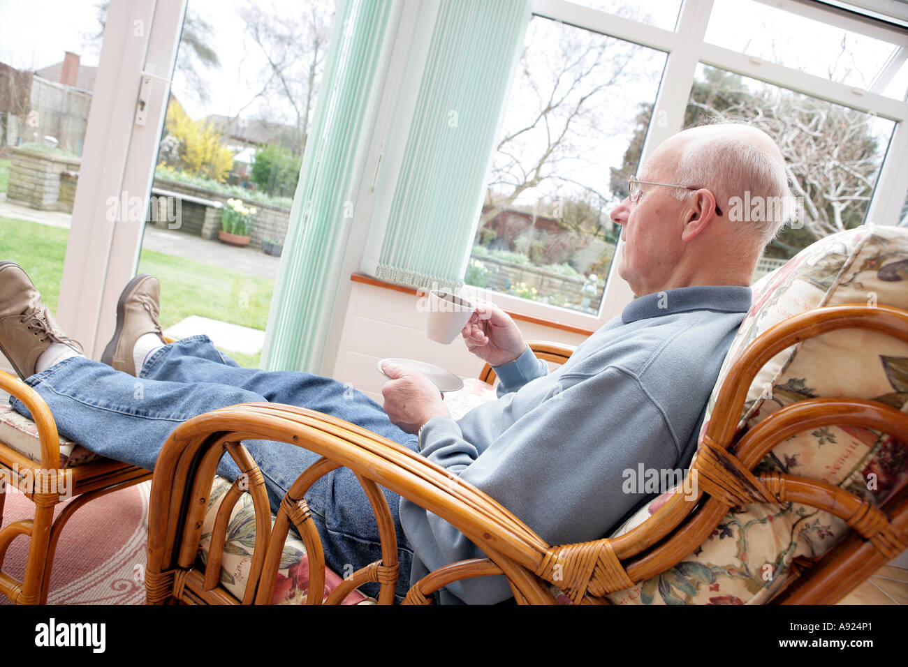 Older Man Relaxing Stock Photo - Alamy