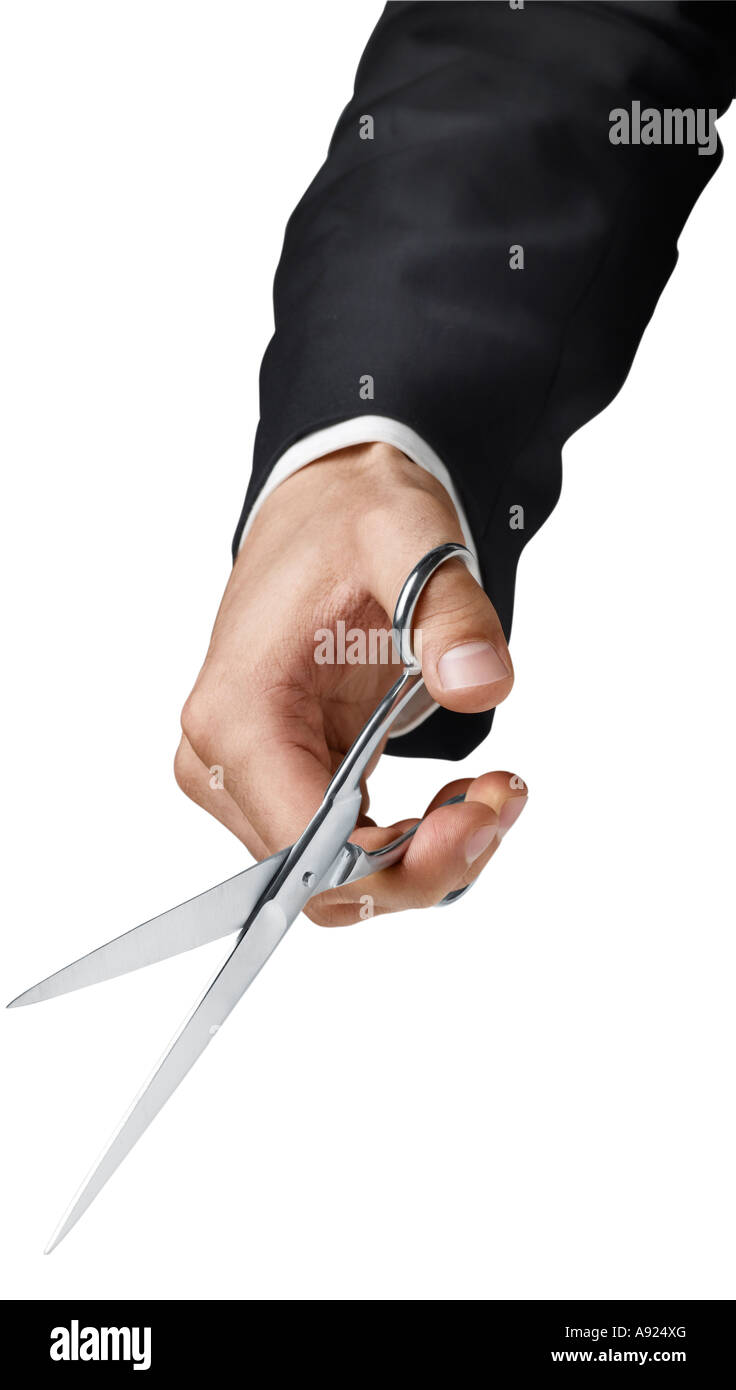 a cutting hand with scissors Stock Photo - Alamy