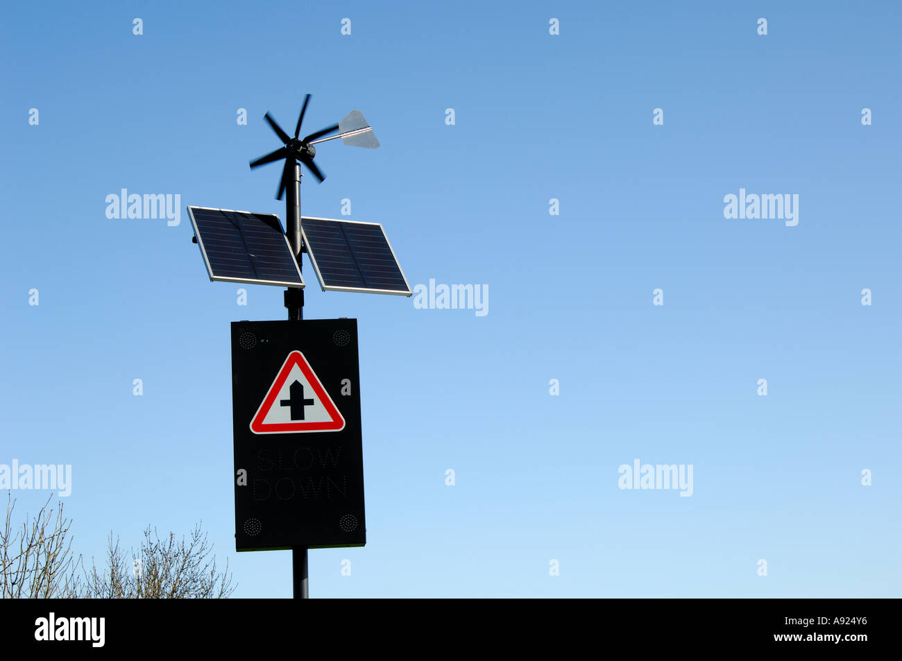 wind and solar powered roadsign Stock Photo - Alamy