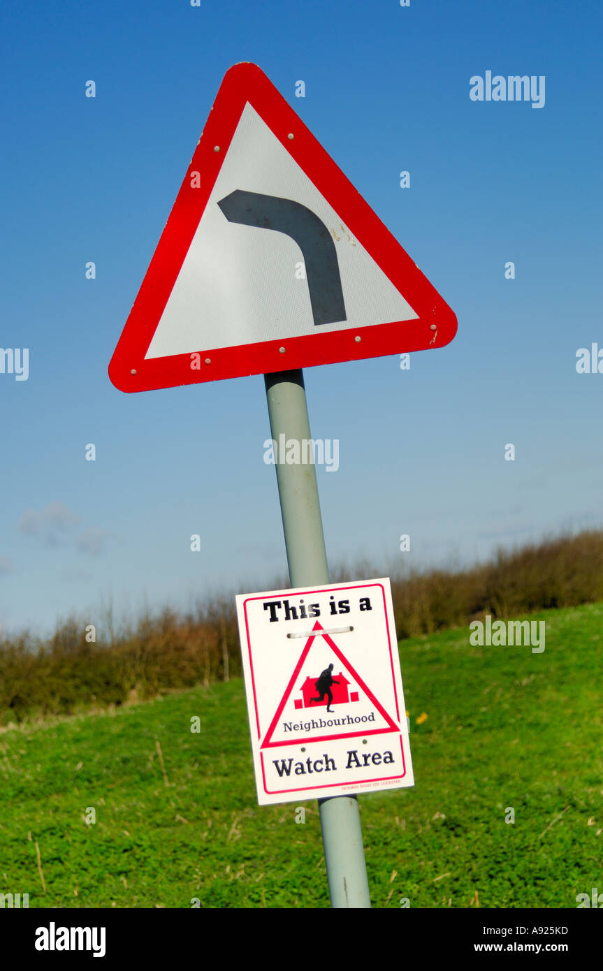 Left hand bend road sign hi-res stock photography and images - Alamy