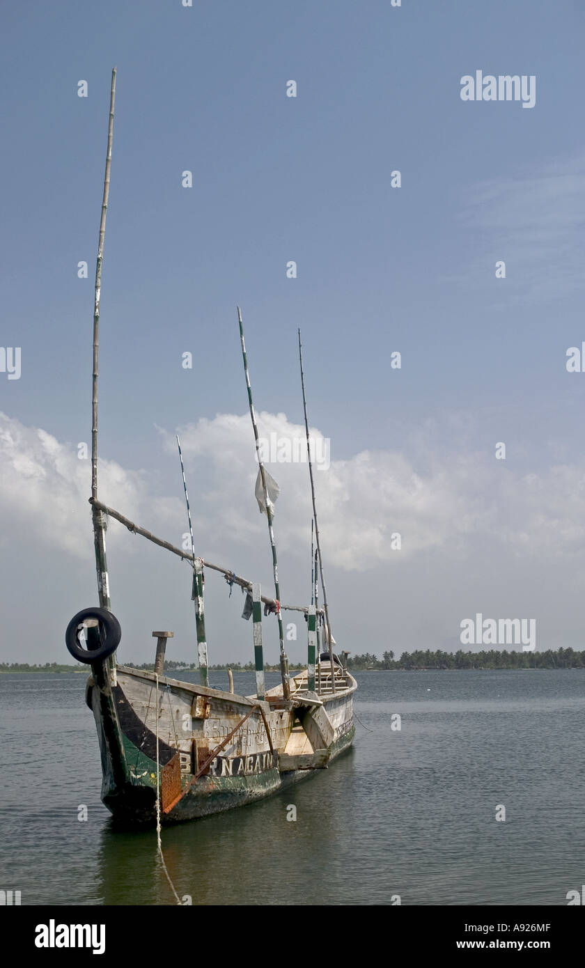 Traditional Ghanaian fishing boat on Volta River Ghana West Africa ...