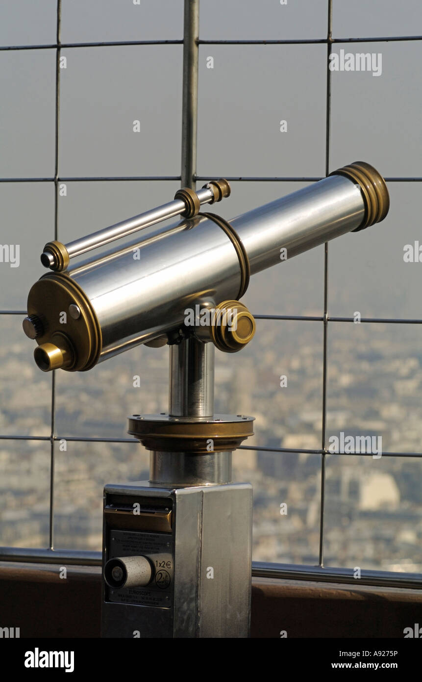 Coin Operated Telescope at the viewing platform, Eiffel Tower,Champ de ...