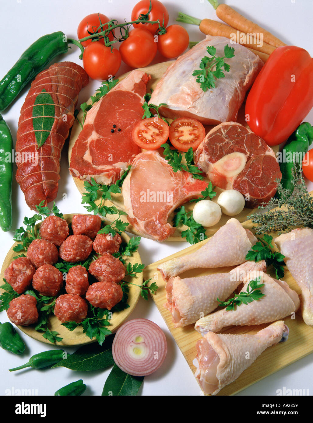 Meat chicken assorted butcher hi-res stock photography and images - Alamy