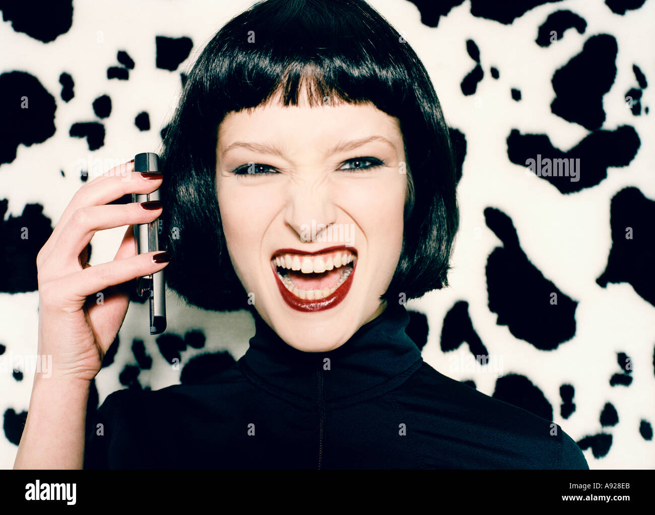 Woman laughing teeth mouth wide open hi-res stock photography and ...