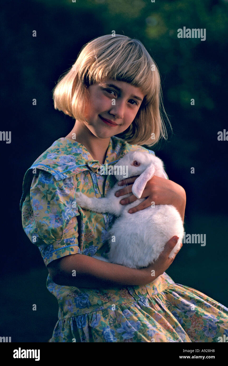 girl with rabbit Stock Photo - Alamy