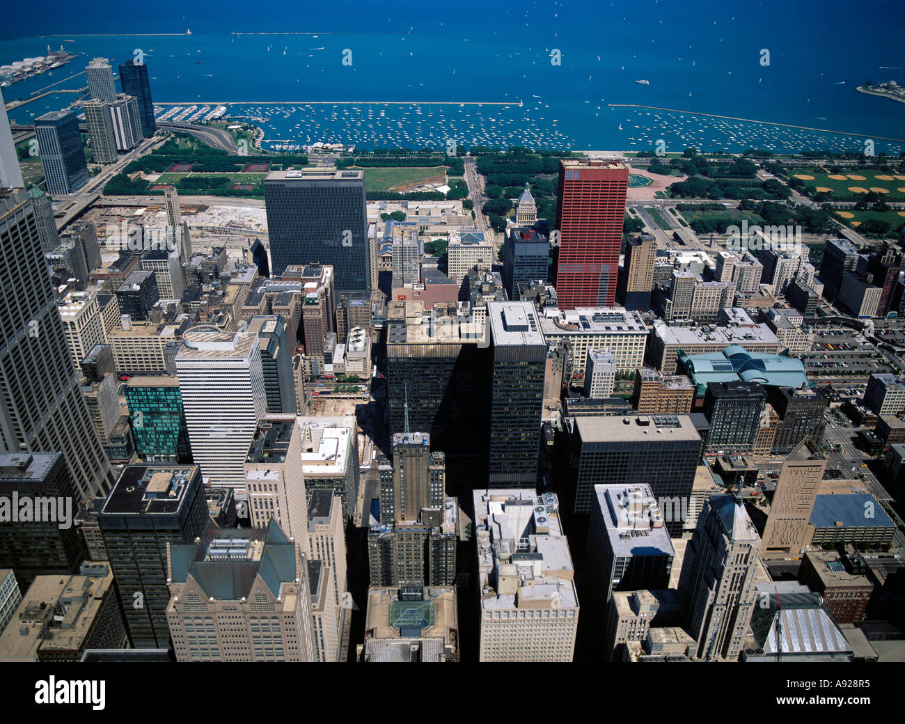 Aerial view of Chicago Illinois USA taken from the Skydeck of the Sears ...