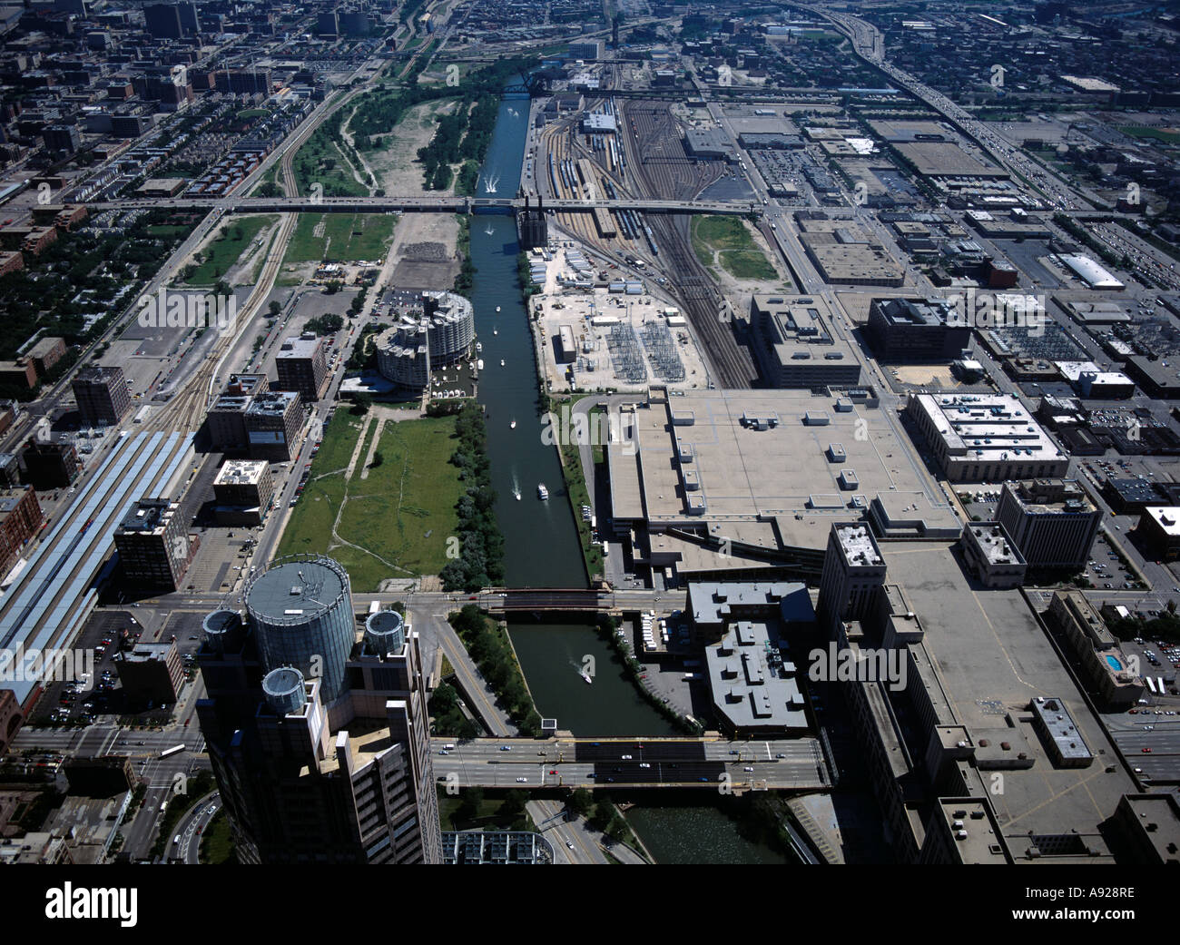 Aerial view of Chicago Illinois USA taken from the Skydeck of the Sears ...