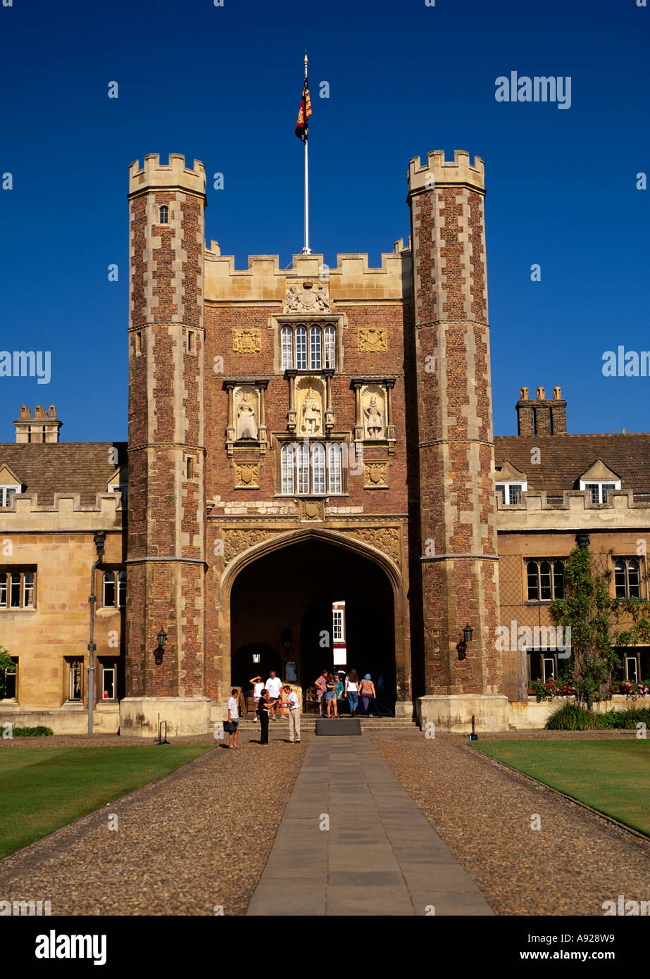 Interior of the Great Court of Trinity College Cambridge Stock Photo ...