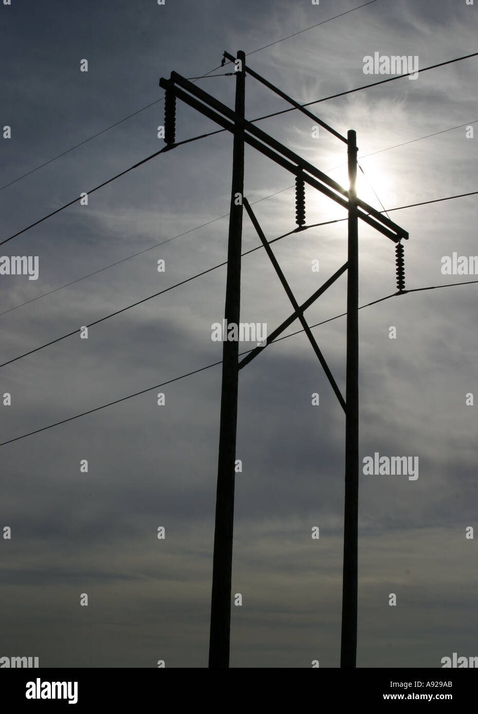 High voltage power lines support Stock Photo - Alamy