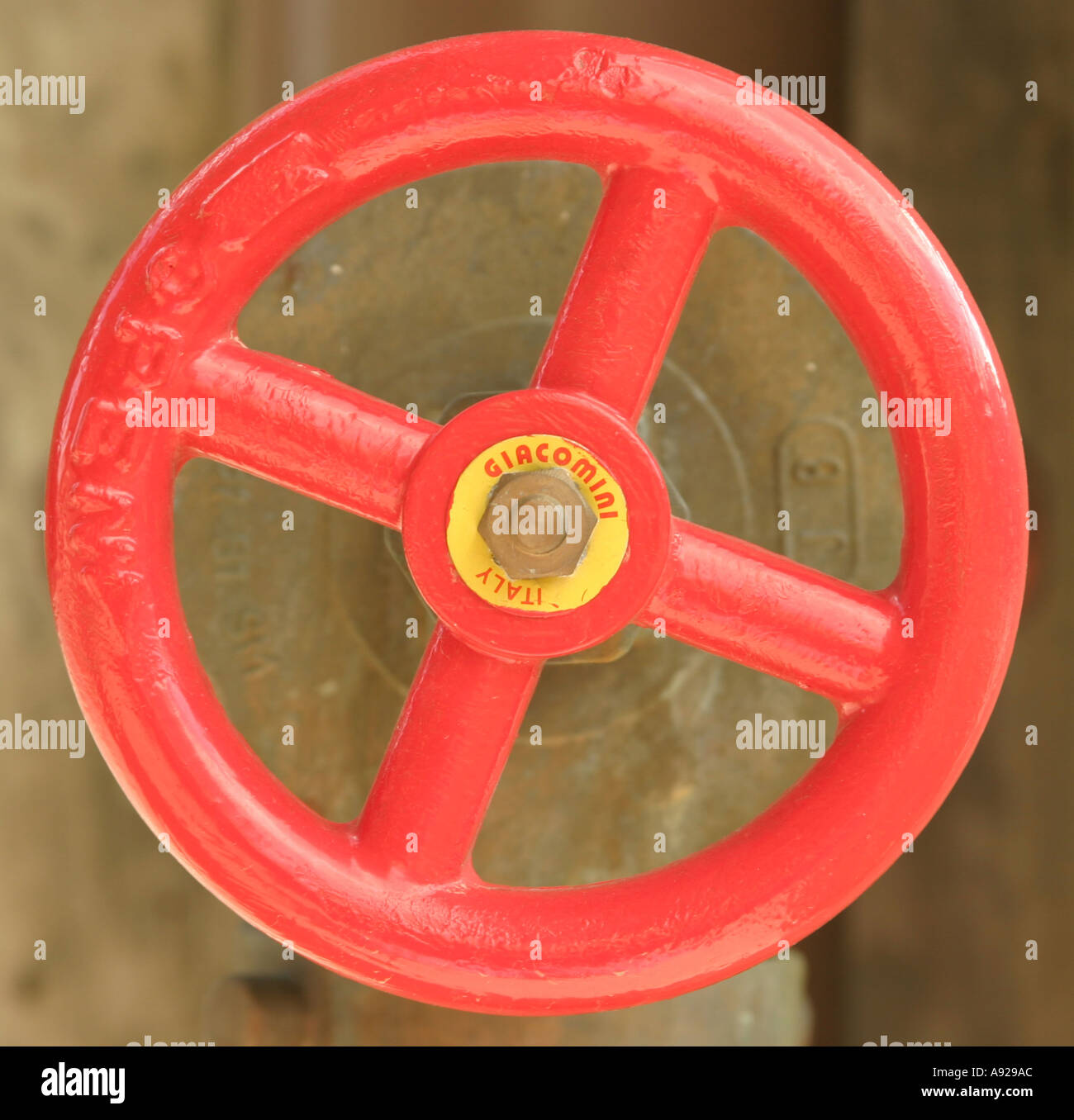 Red fire hose valve Stock Photo - Alamy