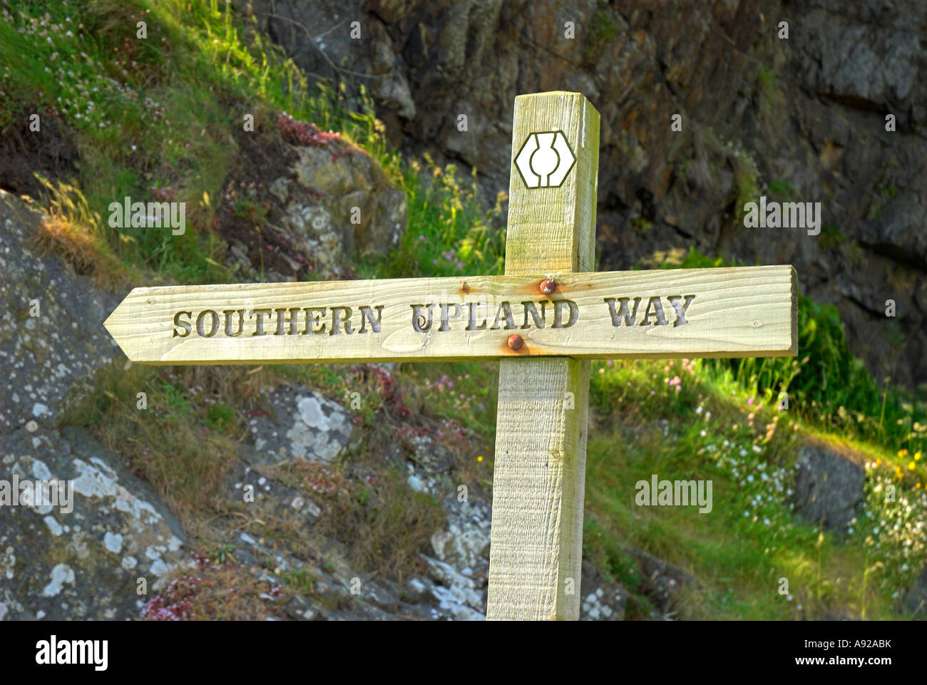Sign post for Southern Upland Way Port Patrick Dumfries & Galloway ...