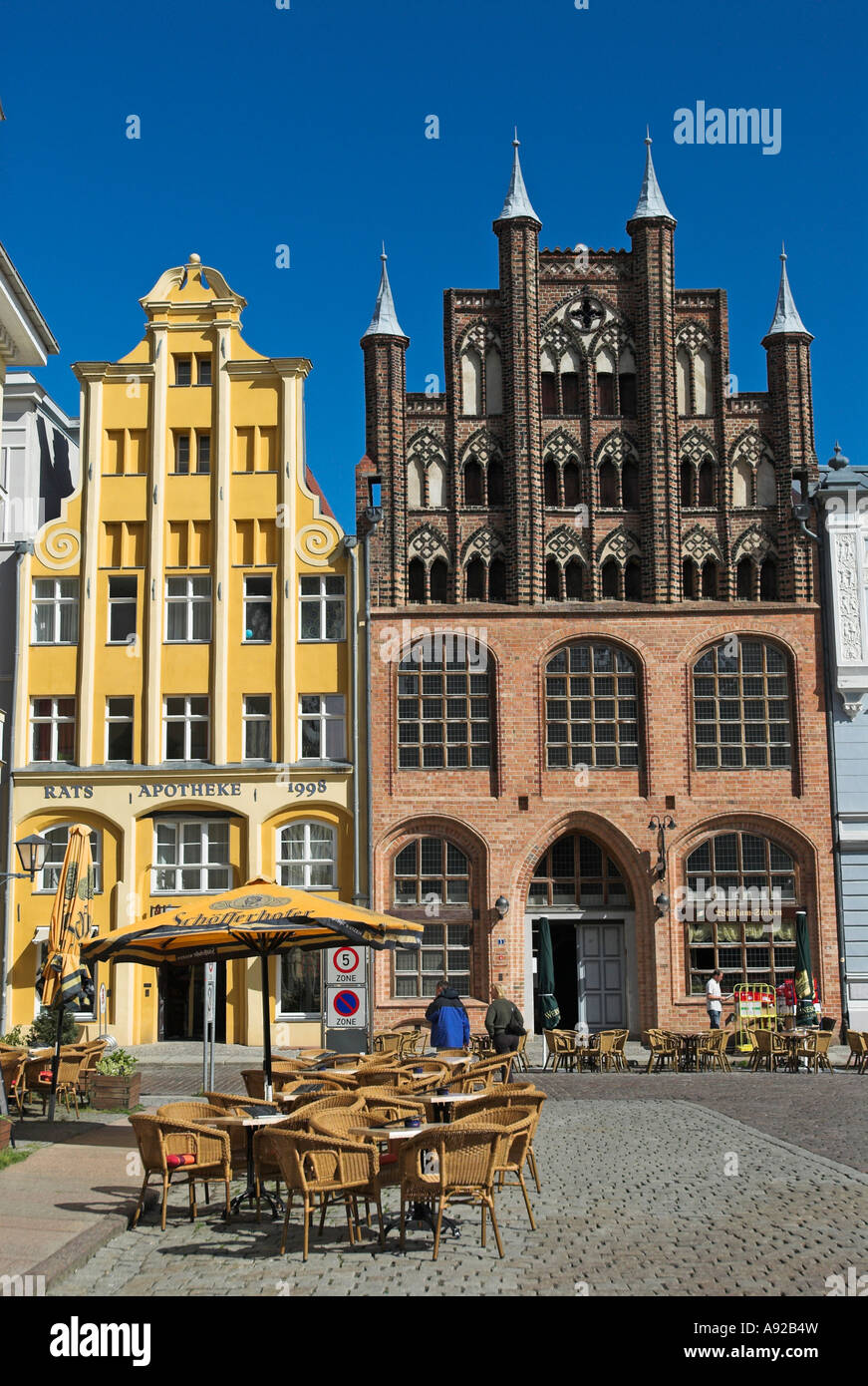 Brick-lined architecture in the Hanseatic city of Stralsund ...