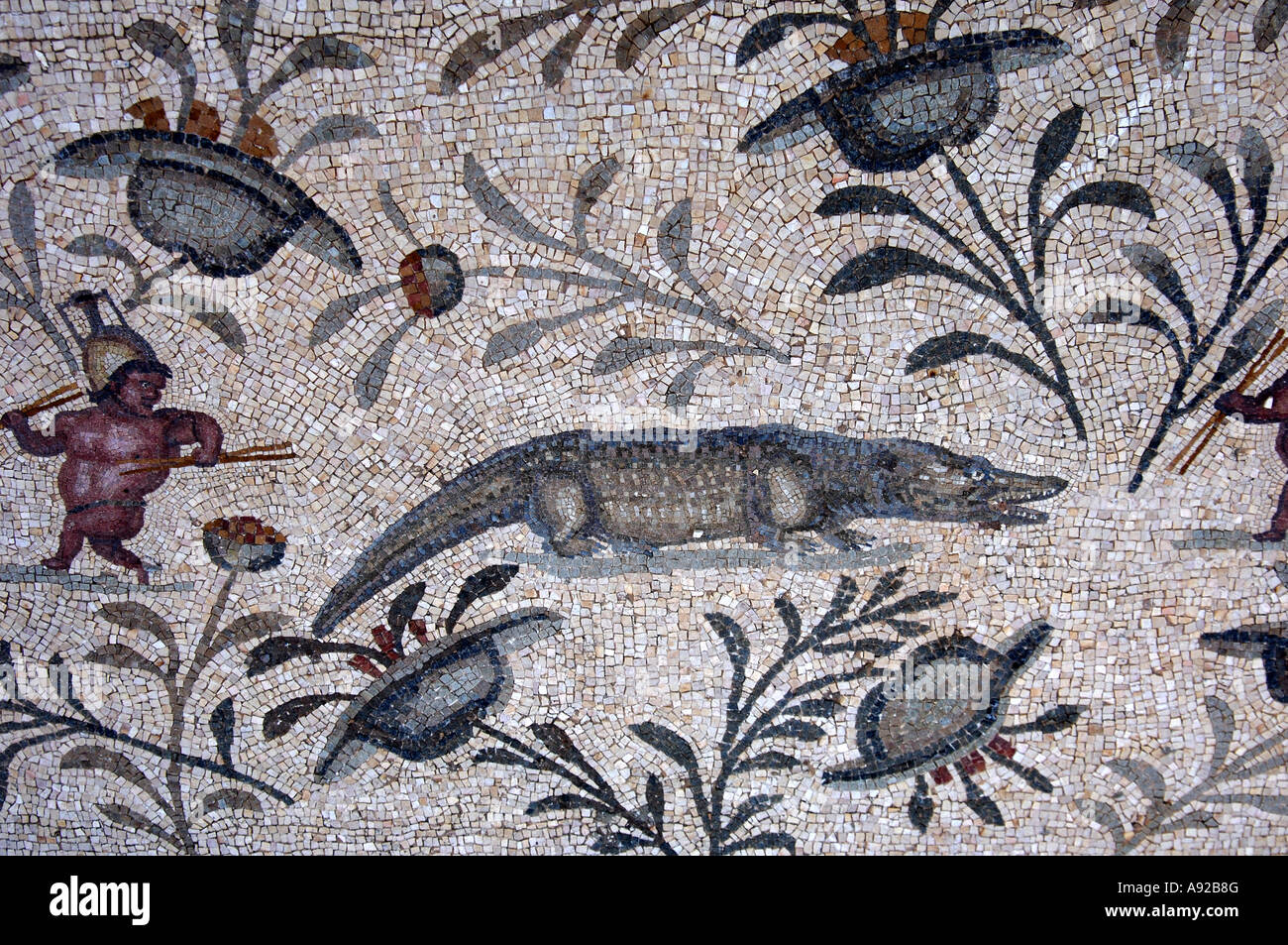 Nilotic scences, ancient mosaics, Roman Villa Silini, Villa Sileen ...