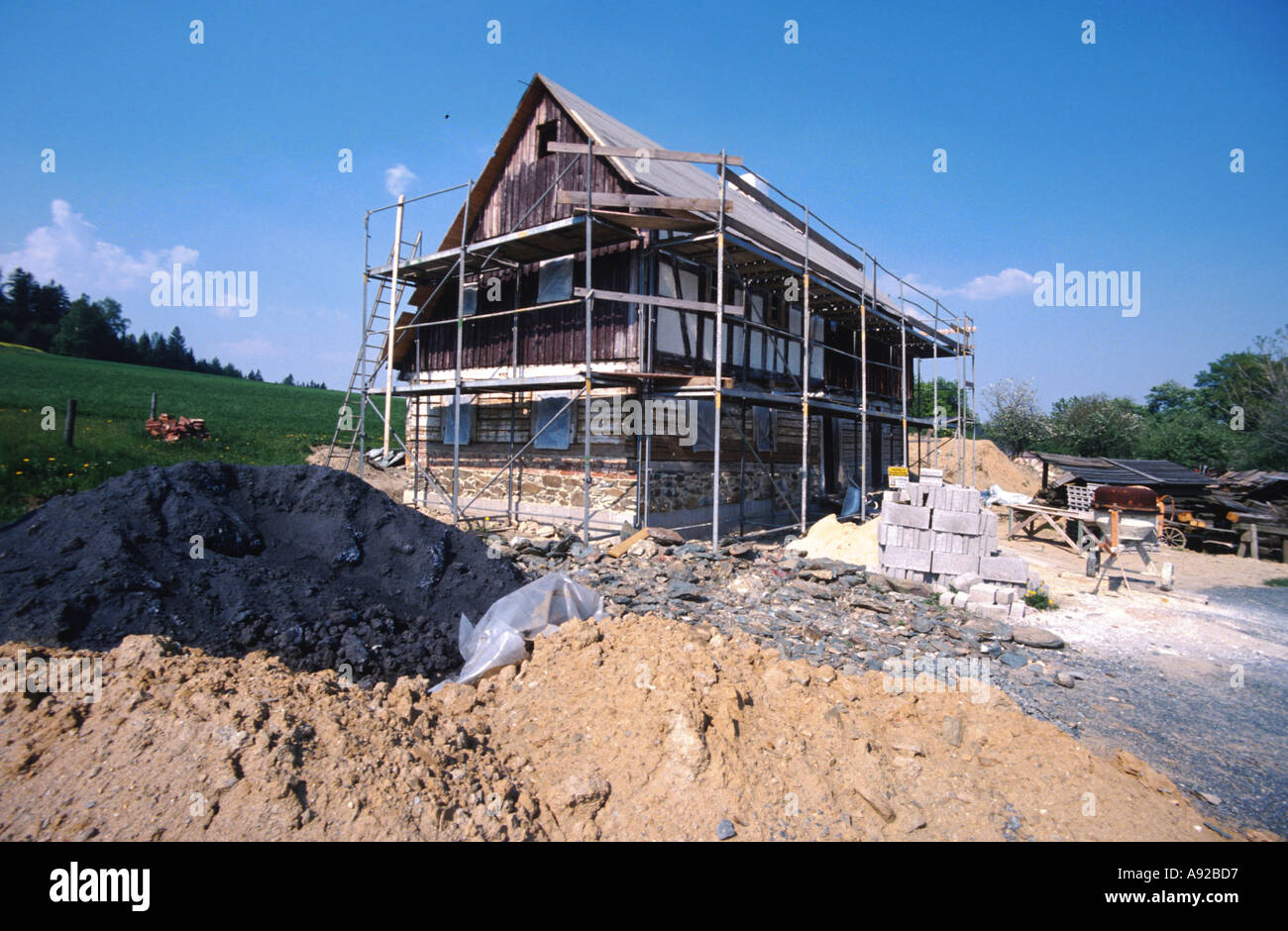 restoration of an old wooden frame work house farmhouse historical ...