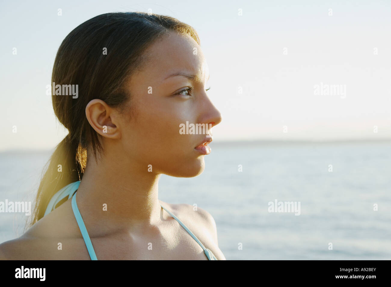 Profile of African woman with hair pulled back Stock Photo - Alamy
