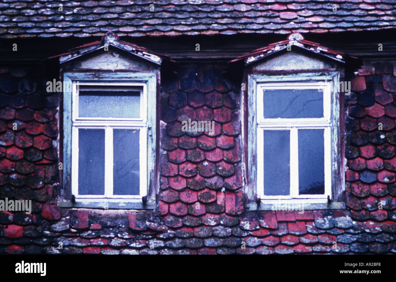 bay window of an old bavarian house snow winter bavaria germany ...