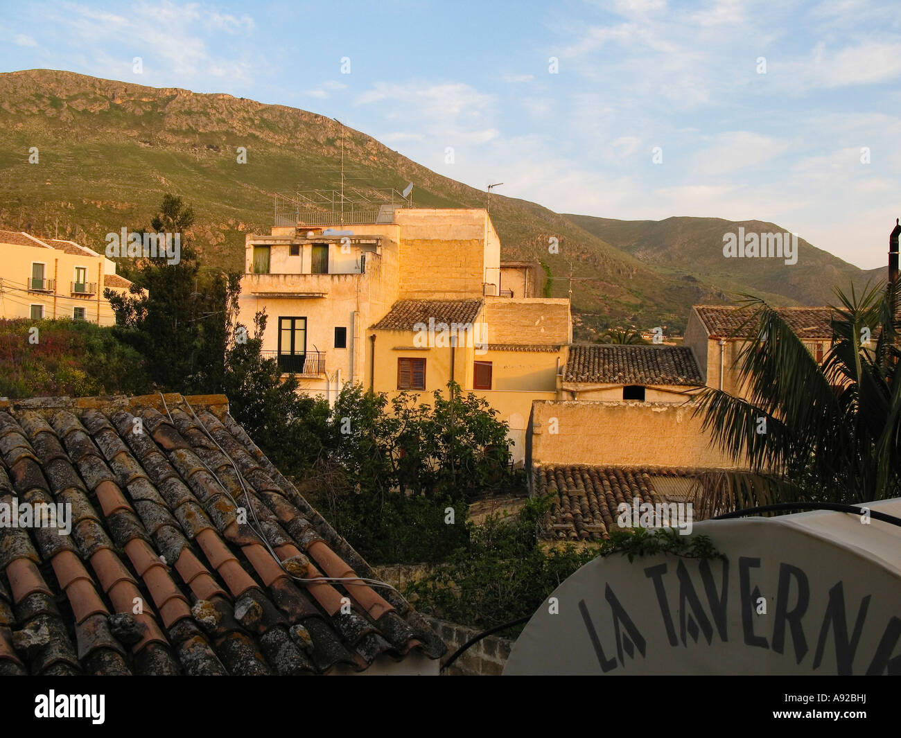 Rooftop view of village of Scopello Sicily Italy Stock Photo - Alamy