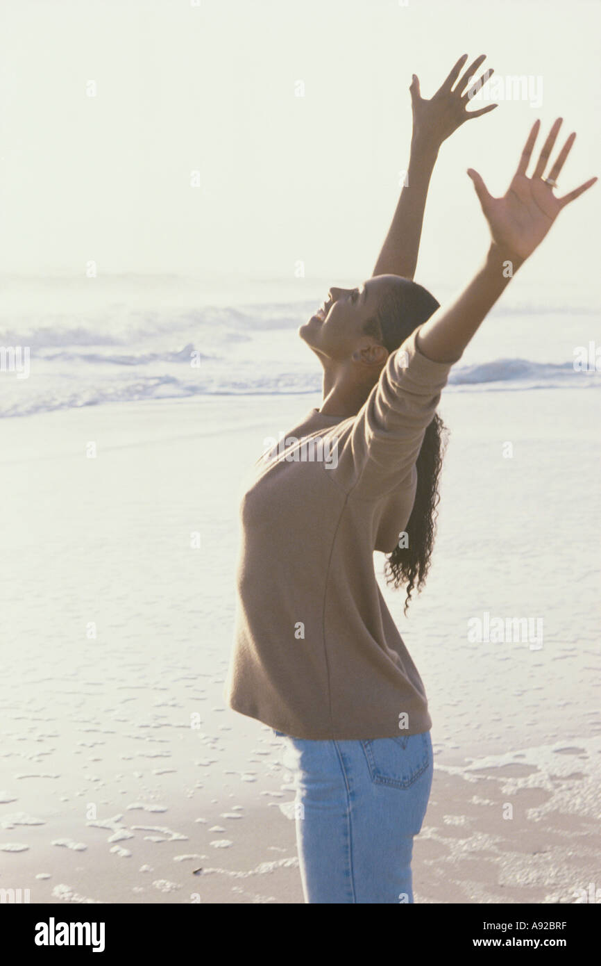 Woman side profile standing edge hi-res stock photography and images ...