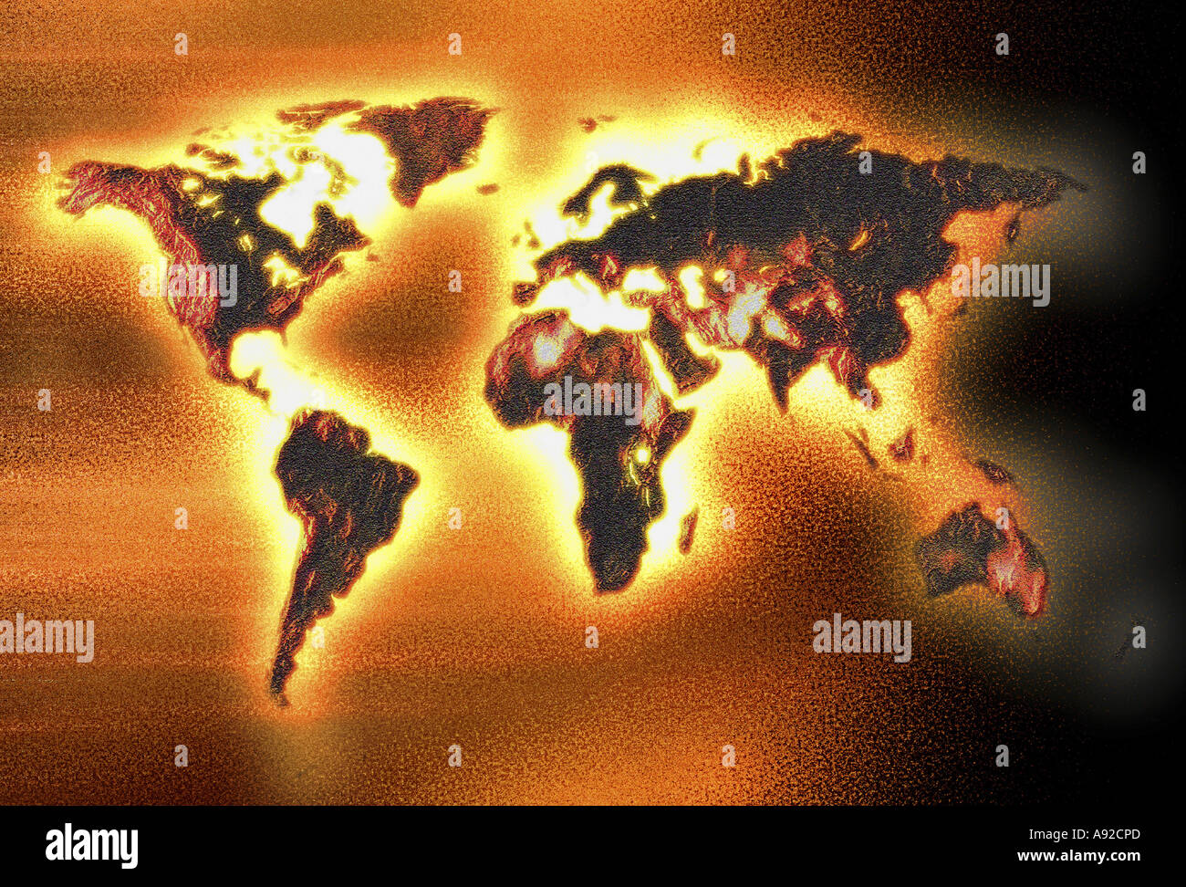 World map with the edges glowing Stock Photo - Alamy