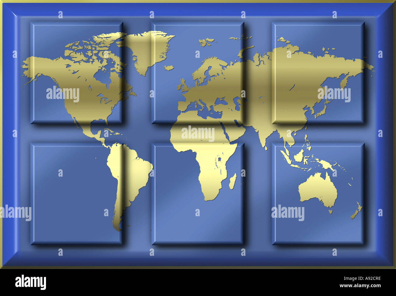 World map superimposed on squares Stock Photo - Alamy