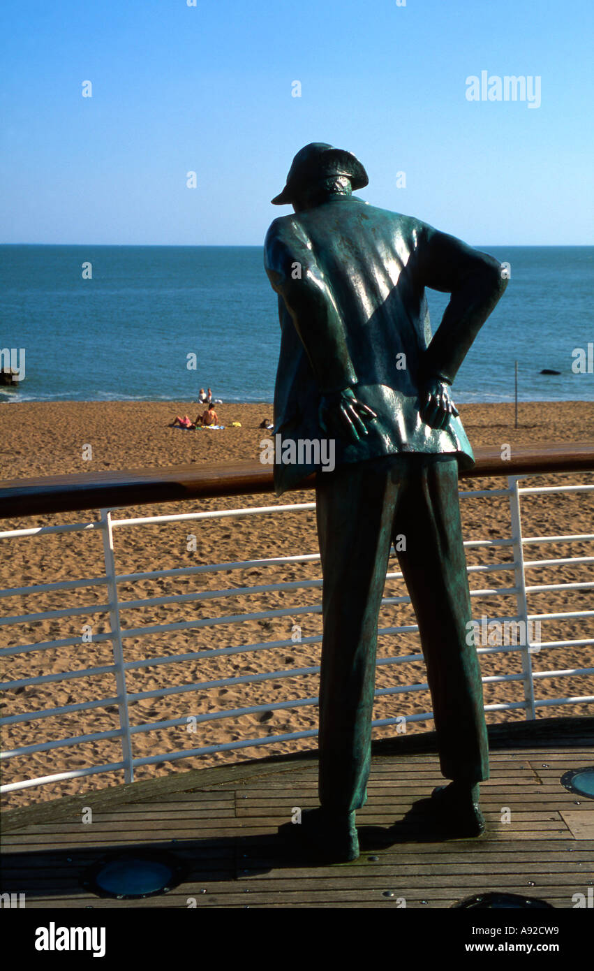 STATUE OF JACQUES TATI, OVERLOOKING BEACH AT ST. MARC-SUR-MER, SITE OF ...