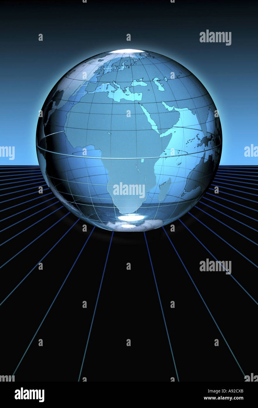 Illustration of a globe on grid lines Stock Photo - Alamy